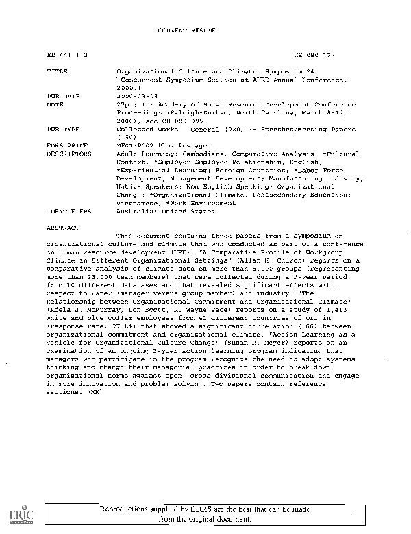 (PDF) A Comparative Profile of Workgroup Climate in Different ...