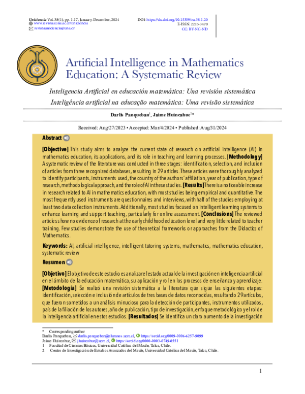 (PDF) Artificial Intelligence in Mathematics Education: A Systematic ...