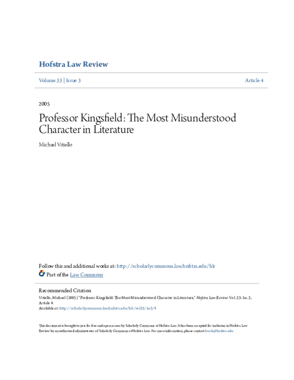 (PDF) Professor Kingsfield: The Most Misunderstood Character in Literature