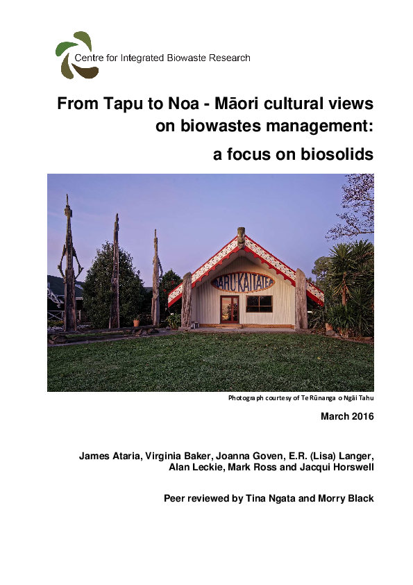 (PDF) From Tapu to Noa - Māori cultural views on biowastes management ...