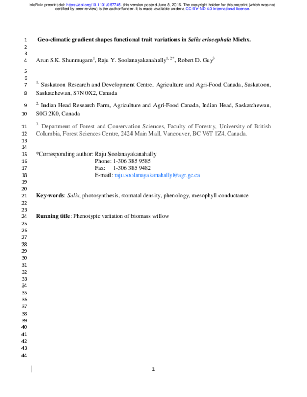(PDF) Geo-climatic gradient shapes functional trait variations in Salix ...