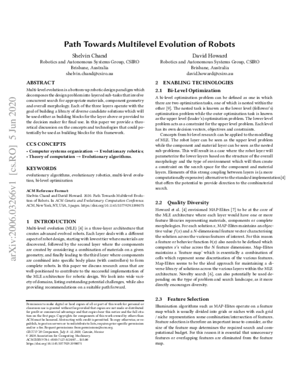 (PDF) Path towards multilevel evolution of robots