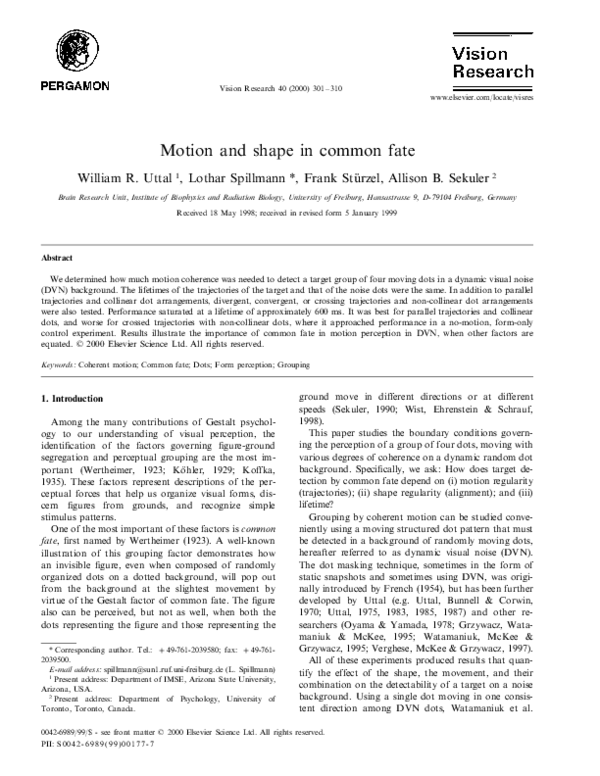 (PDF) Motion and shape in common fate