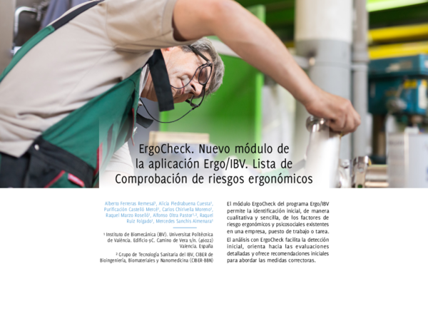 (PDF) ErgoCheck. Nuevo módulo de la aplicación Ergo/IBV. Lista de ...