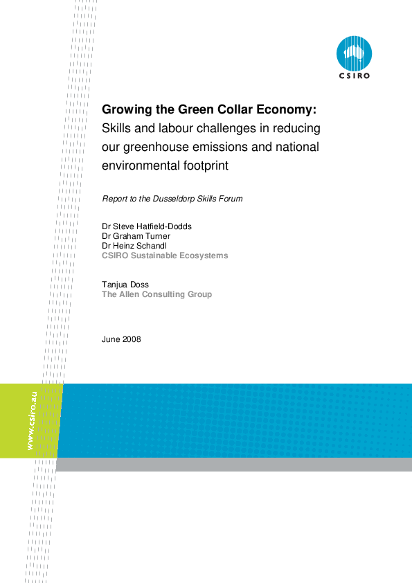 (PDF) Growing the Green Collar Economy: Skills and labour challenges in ...