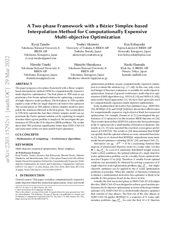 (PDF) A two-phase framework with a bézier simplex-based interpolation method for computationally ...