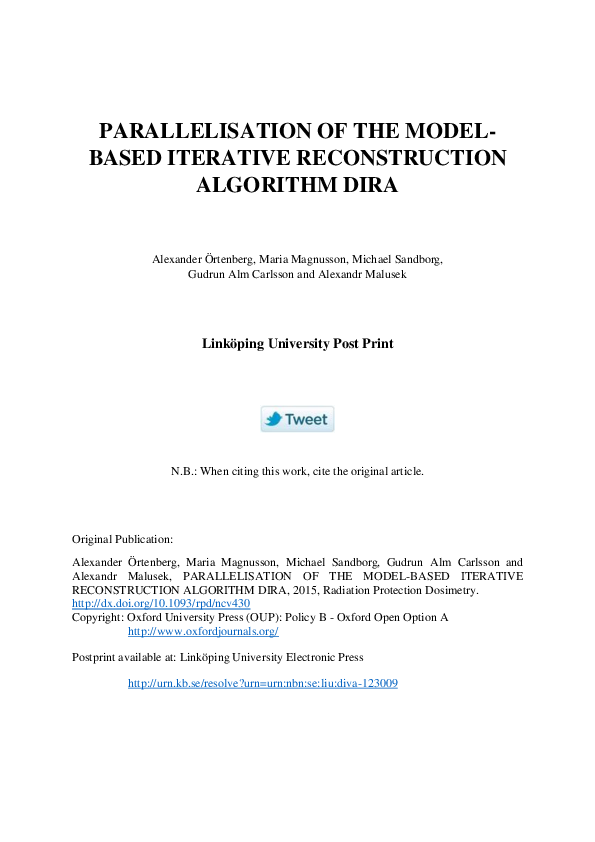 Pdf Parallelisation Of The Model Based Iterative Reconstruction 1067