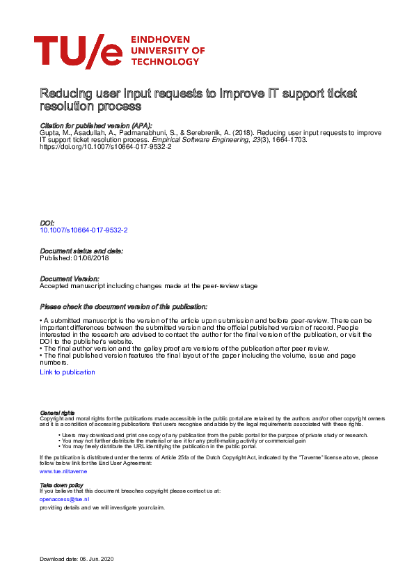 (PDF) Reducing user input requests to improve IT support ticket ...