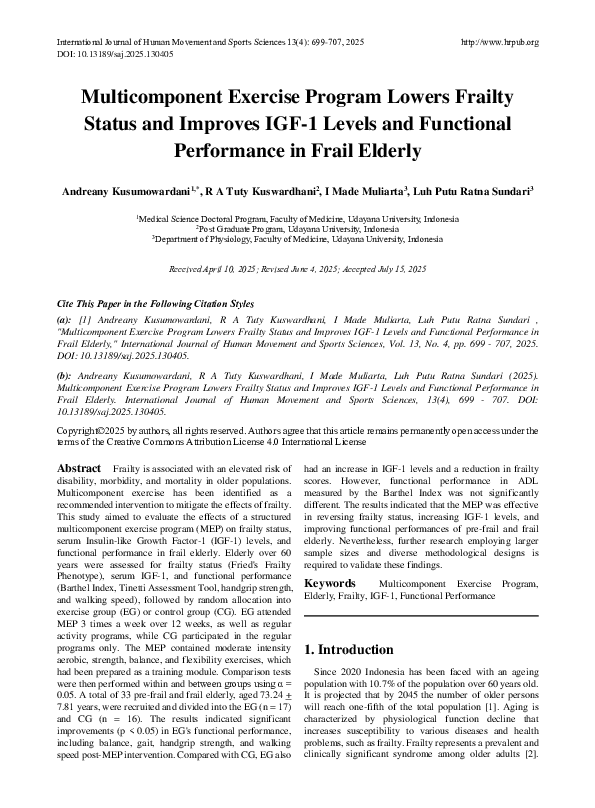 (PDF) Multicomponent Exercise Program Lowers Frailty Status and ...