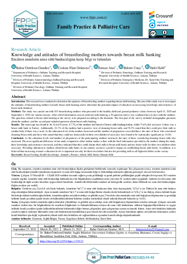(PDF) Knowledge and attitudes of breastfeeding mothers towards breast milk banking