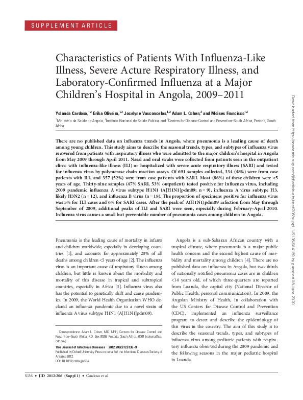 (PDF) Characteristics of Patients With Influenza-Like Illness, Severe ...