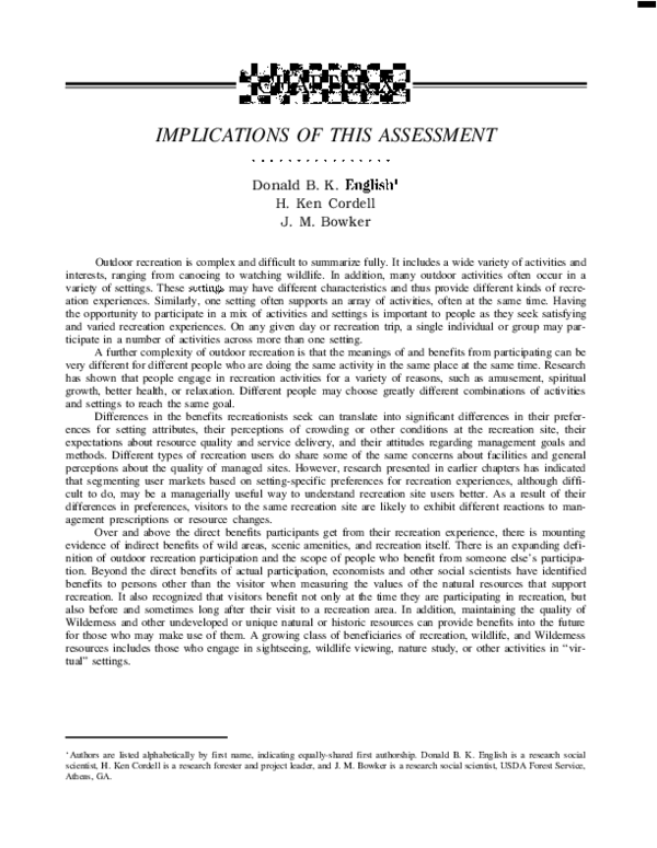 (PDF) Implications of this assessment
