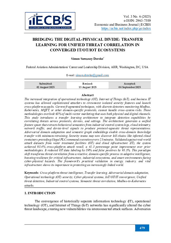 (PDF) BRIDGING THE DIGITAL-PHYSICAL DIVIDE: TRANSFER LEARNING FOR UNIFIED THREAT CORRELATION IN ...