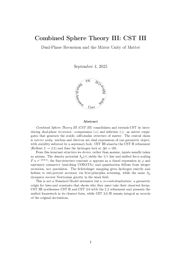 (PDF) Combined Sphere Theory III: CST III