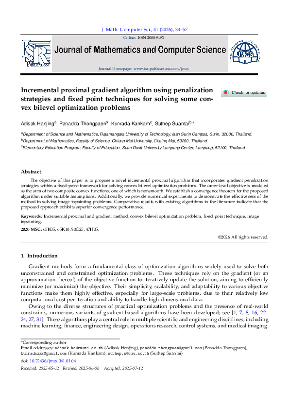 (PDF) Incremental proximal gradient algorithm using penalization strategies and fixed point ...