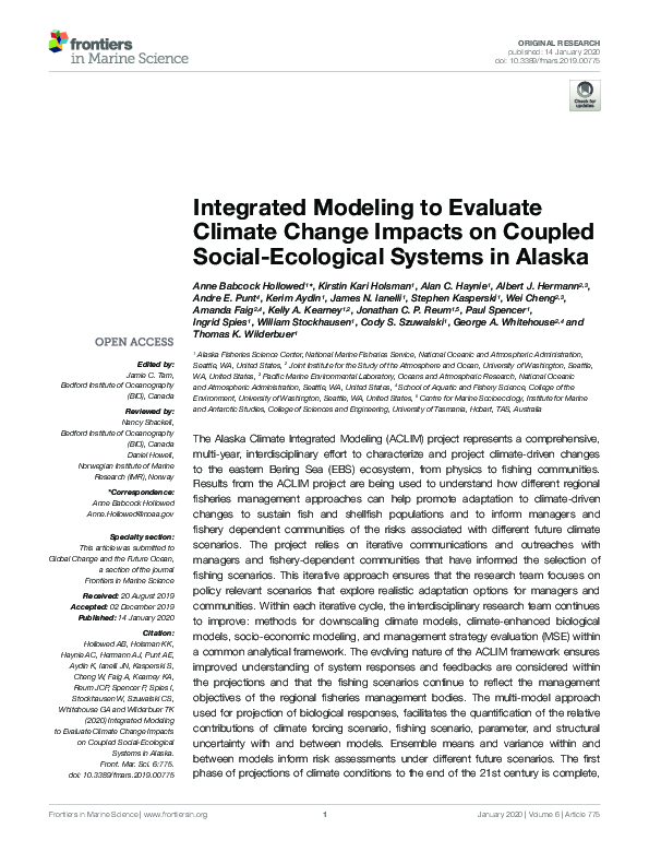 (PDF) Integrated Modeling to Evaluate Climate Change Impacts on Coupled ...