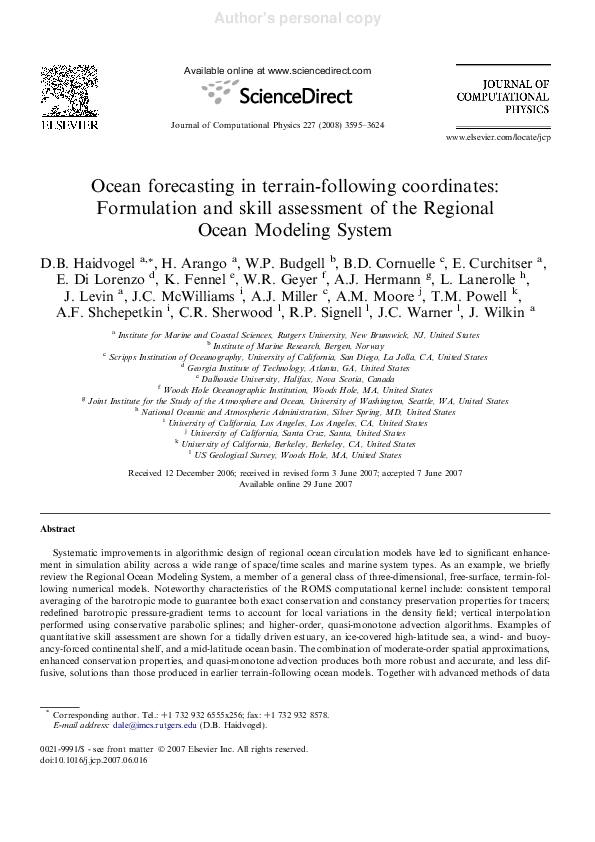 (PDF) Ocean forecasting in terrain-following coordinates: Formulation ...