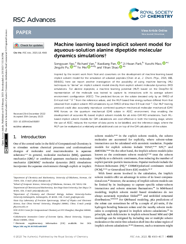 (PDF) Machine learning based implicit solvent model for aqueous-solution alanine dipeptide ...
