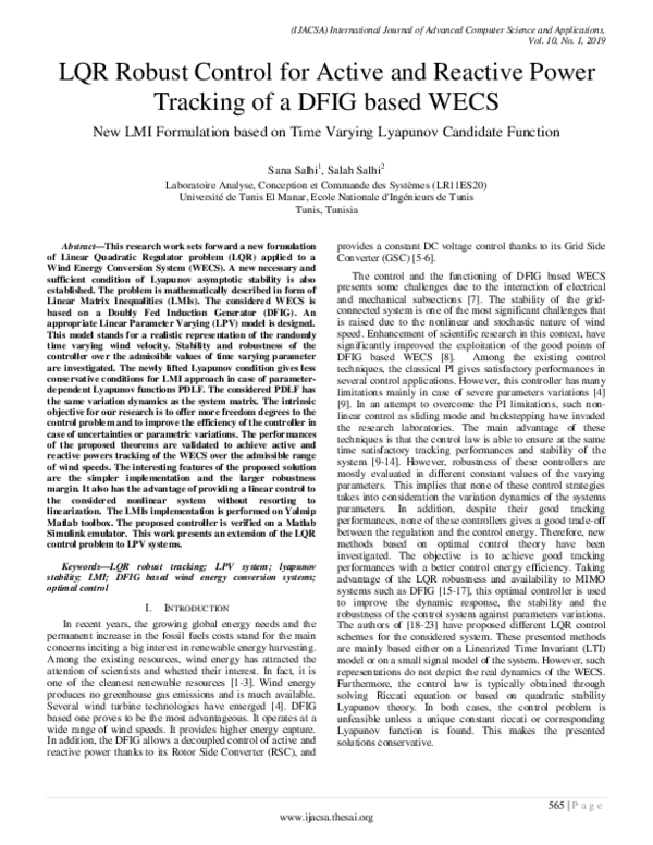 (PDF) LQR Robust Control for Active and Reactive Power Tracking of a ...