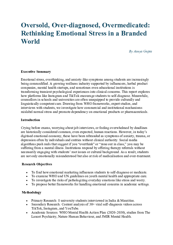 (PDF) Oversold, Over-diagnosed, Overmedicated: Rethinking Emotional ...