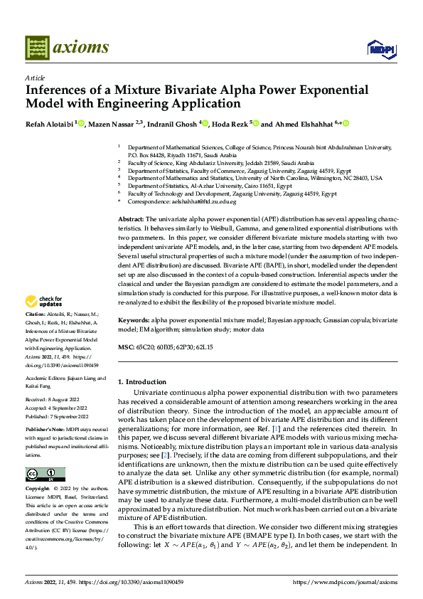 (PDF) Inferences of a Mixture Bivariate Alpha Power Exponential Model ...