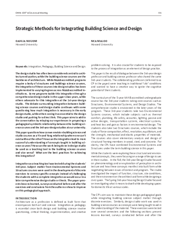 (PDF) Strategic Methods for Integrating Building Science and Design