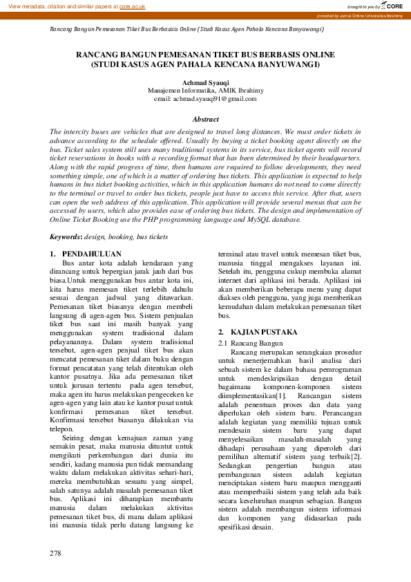 (PDF) Rancang Bangun Pemesanan Tiket Bus Berbasis Online