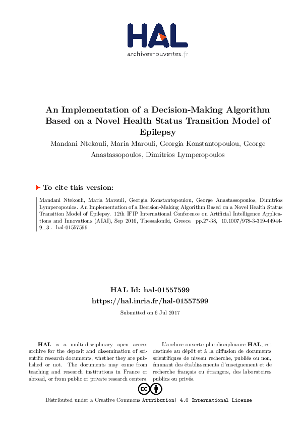 (PDF) An Implementation of a Decision-Making Algorithm Based on a Novel ...
