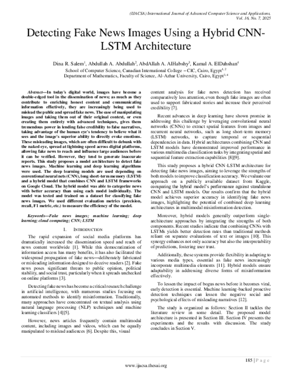 (PDF) Detecting Fake News Images Using a Hybrid CNN-LSTM Architecture