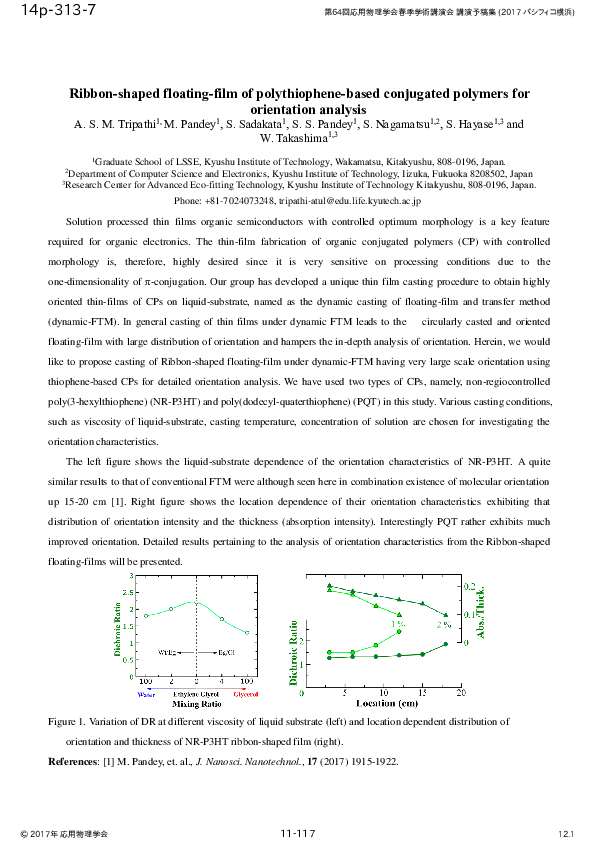 (PDF) Ribbon-shaped floating-film of polythiophene-based conjugated ...