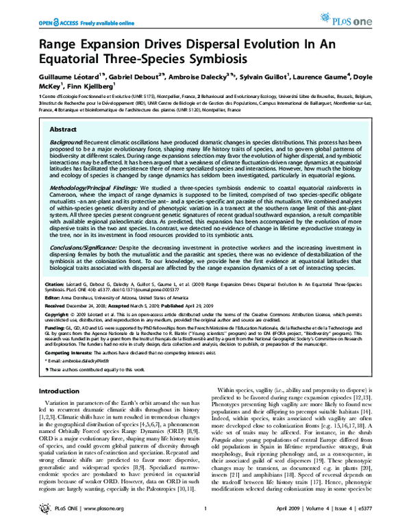 (PDF) Correction: Range Expansion Drives Dispersal Evolution In An ...