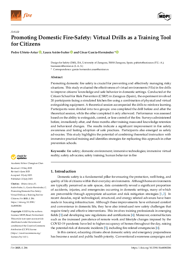 (PDF) Promoting Domestic Fire-Safety: Virtual Drills as a Training Tool ...