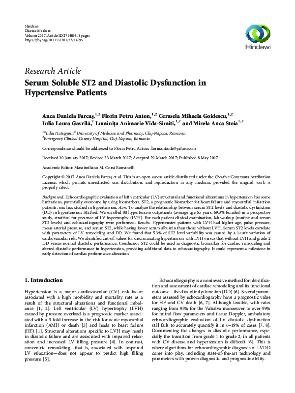 (PDF) Serum Soluble ST2 and Diastolic Dysfunction in Hypertensive Patients