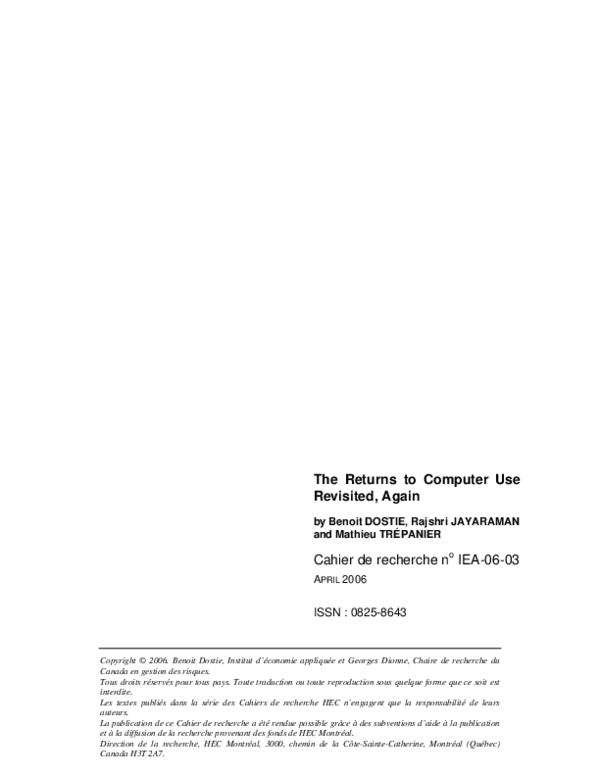 (PDF) The Returns to Computer Use Revisited, Again