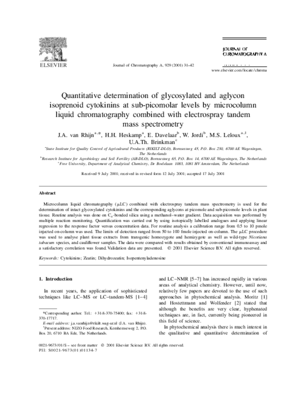 (PDF) Quantitative determination of glycosylated and aglycon isoprenoid ...