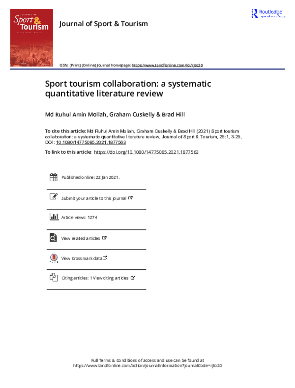 (PDF) Sport tourism collaboration: a systematic quantitative literature ...