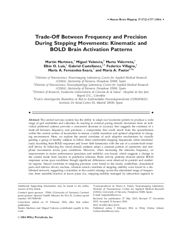 (PDF) Trade‐off between frequency and precision during stepping movements: Kinematic and BOLD ...