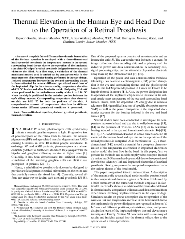 (PDF) Thermal Elevation in the Human Eye and Head Due to the Operation ...