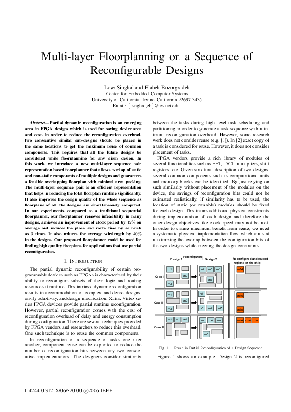 (PDF) Multi-layer Floorplanning on a Sequence of Reconfigurable Designs