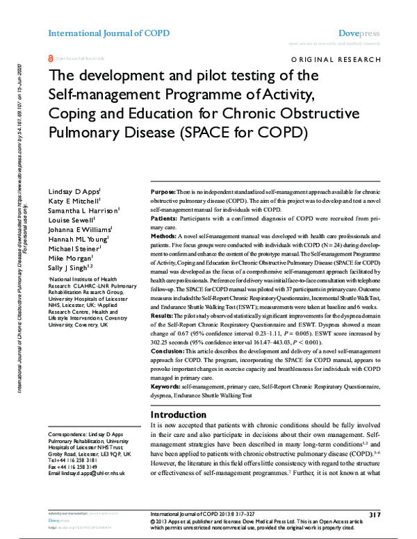 (PDF) The development and pilot testing of the Self-management ...