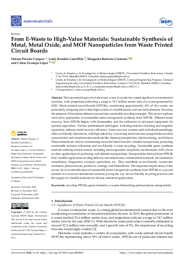 (PDF) From E-Waste to High-Value Materials: Sustainable Synthesis of ...
