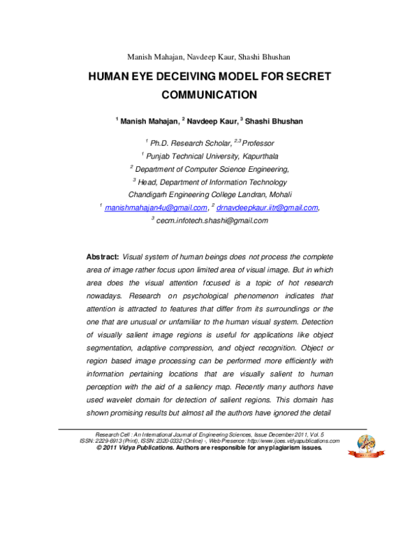 (PDF) Human Eye Deceiving Model for Secret Communication