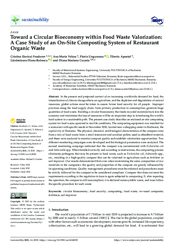 (PDF) Toward a Circular Bioeconomy within Food Waste Valorization: A Case Study of an On-Site ...