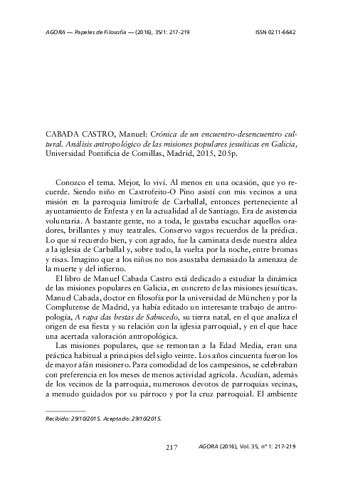 (PDF) CABADA CASTRO, Manuel: Crónica de un encuentro-desencuentro ...