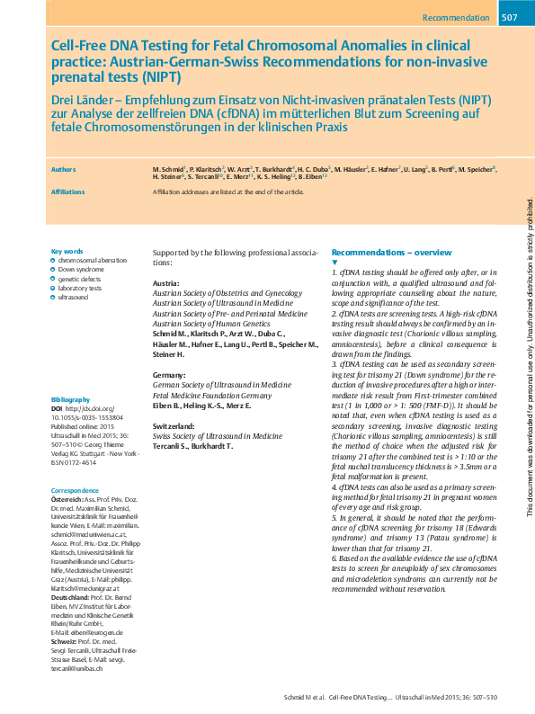 (PDF) Cell-Free DNA Testing for Fetal Chromosomal Anomalies in clinical ...