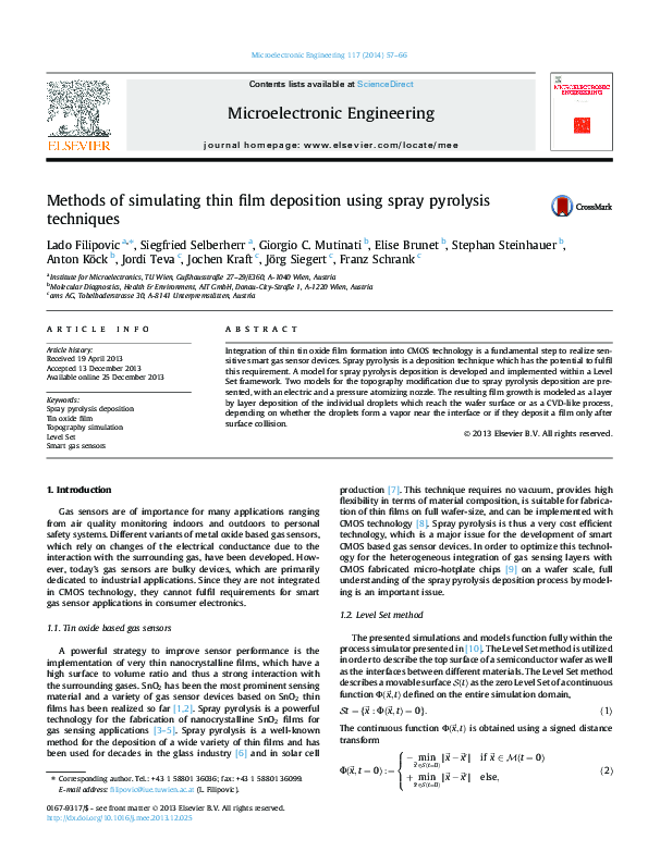 (PDF) Methods of simulating thin film deposition using spray pyrolysis ...