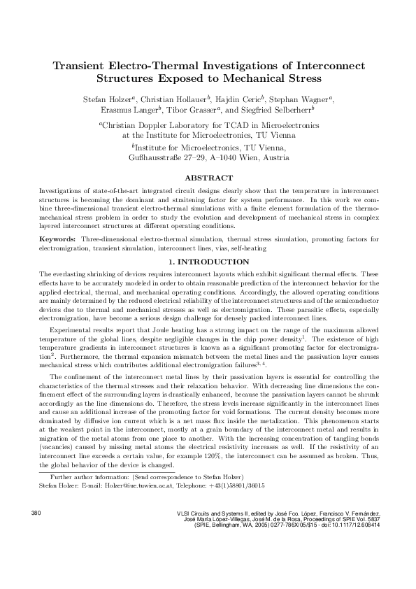 (PDF) Transient electro-thermal investigations of interconnect structures exposed to mechanical ...