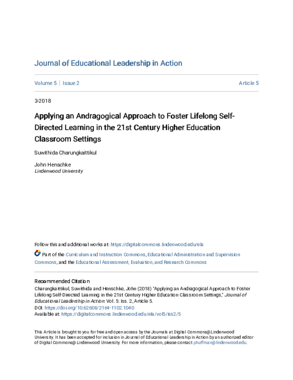 (PDF) Applying an Andragogical Approach to Foster Lifelong Self ...