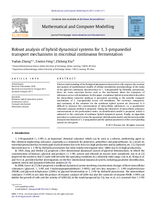 (PDF) Robust analysis of hybrid dynamical systems for 1, 3-propanediol transport mechanisms in ...