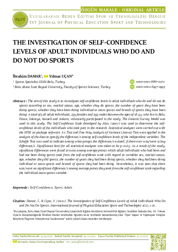 (PDF) The Investigation of Self-Confidence Levels of Adult Individuals ...
